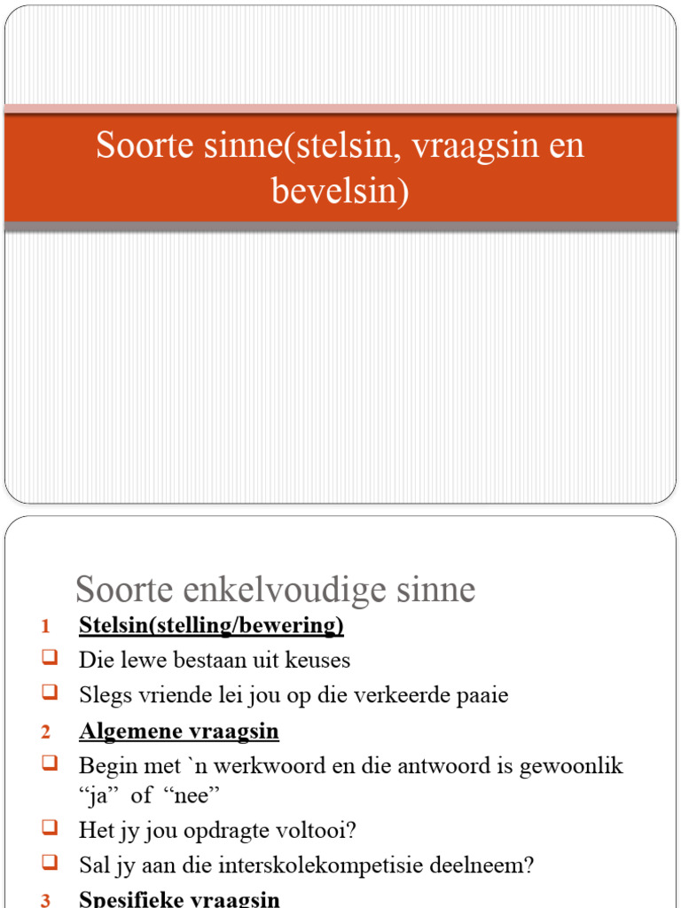 Soorte Sinne (Stelsin, Vraagsin en Bevelsin) | PDF