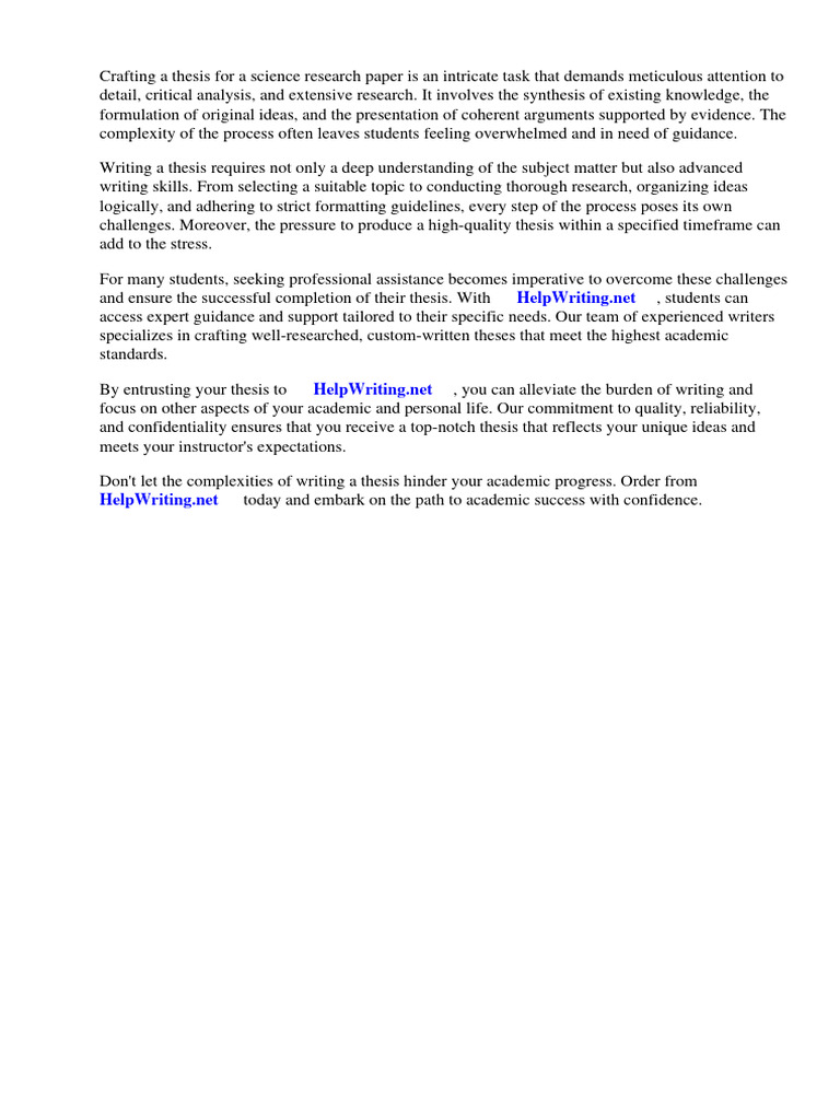Thesis For Science Research Paper | PDF | Academic Publishing | Thesis