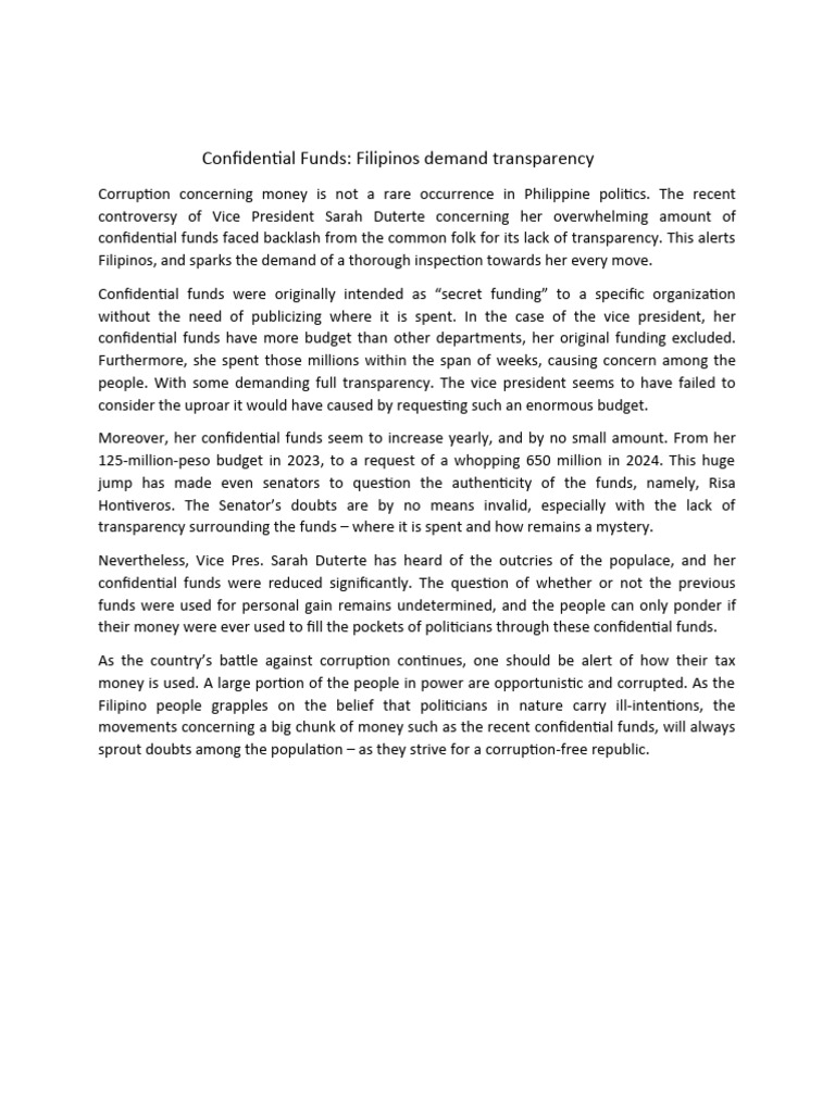 Confidential Funds | PDF