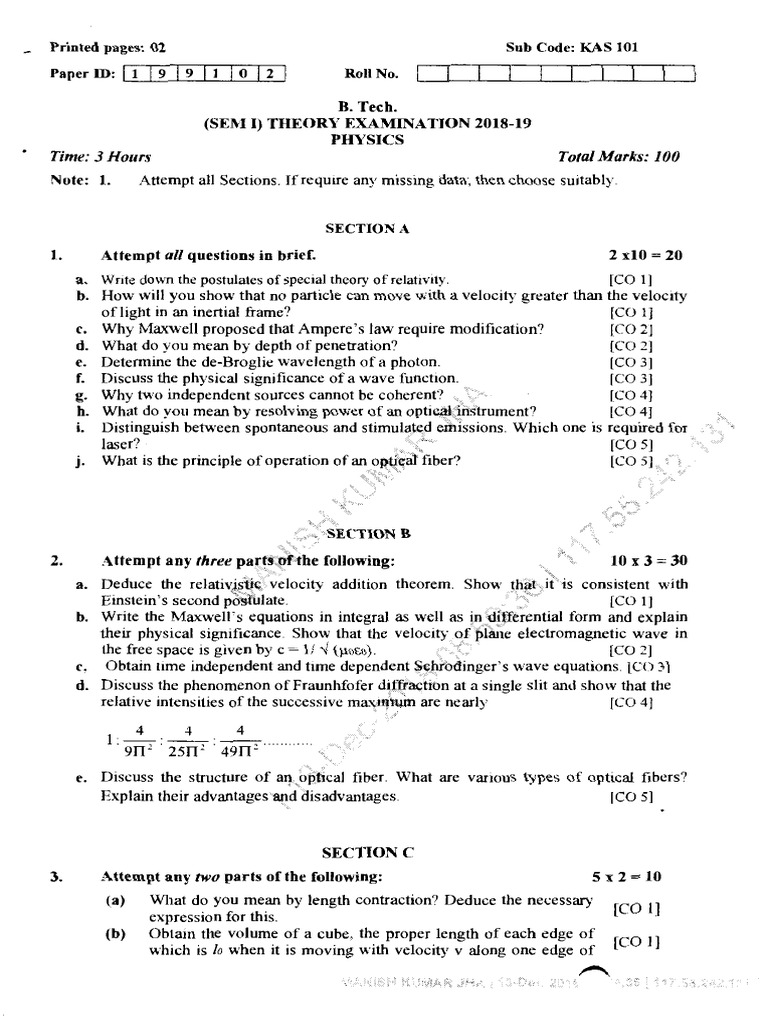 Physics Kas 101 | PDF