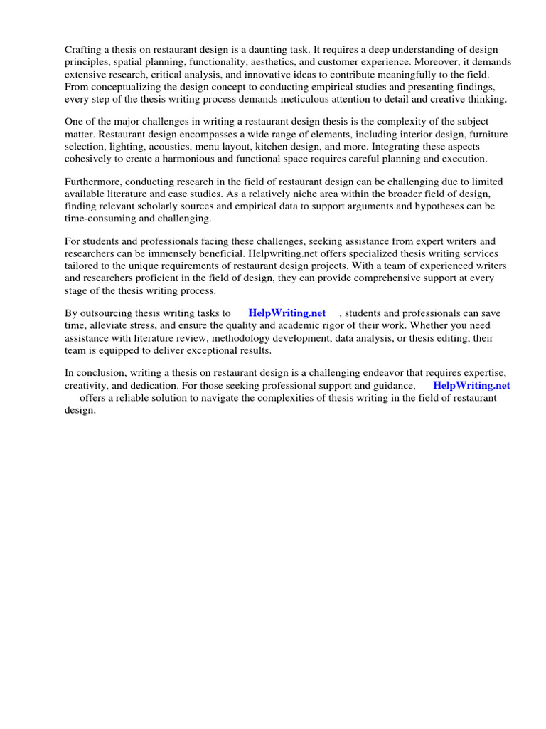 Restaurant Design Thesis Guide | PDF