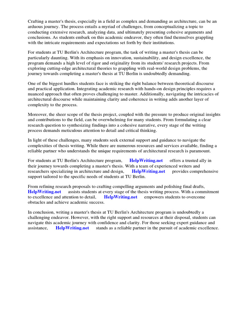 TU Berlin Architecture Thesis Guide | PDF