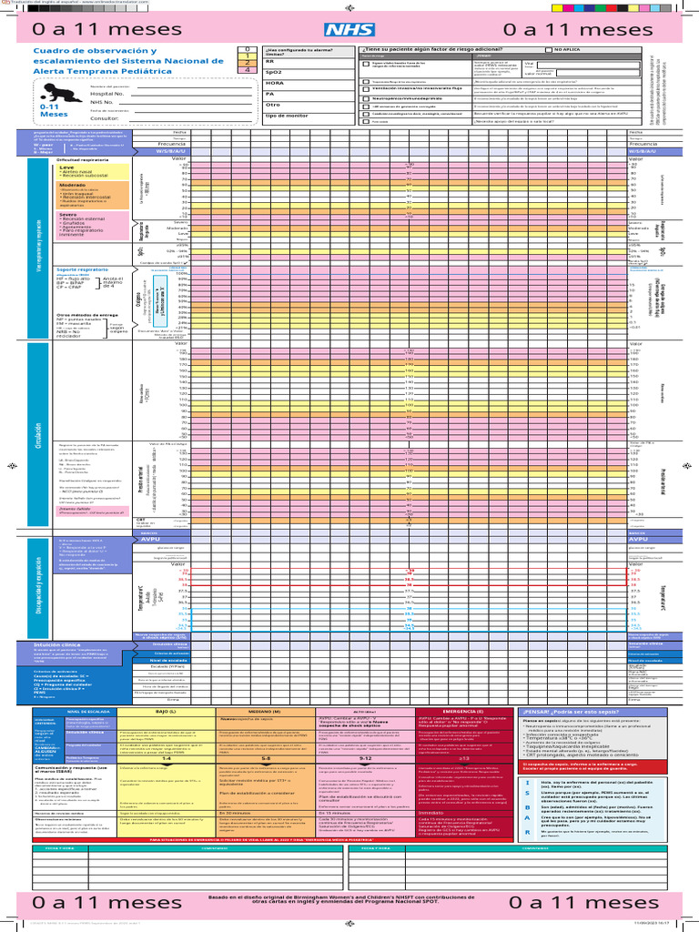 Pews Observation and Escalation Chart 0 11 Months Updated - En.es | PDF | Sistema respiratorio ...