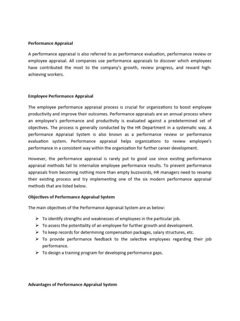 Modern Performance Appraisal Methods | PDF | Performance Appraisal | Goal