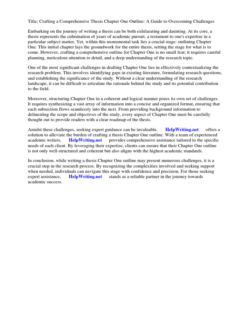 Thesis Chapter One Outline | PDF | Thesis | Science