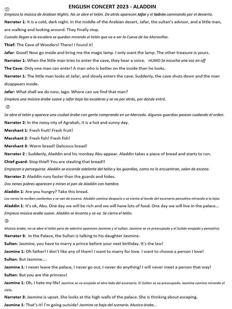 Aladdin Script | PDF | Characters Created