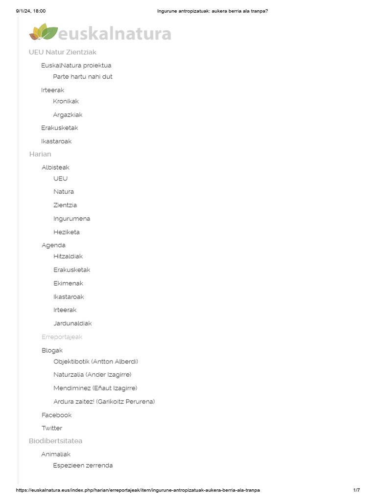 Ingurune Antropizatuak - Aukera Berria Ala Tranpa | PDF