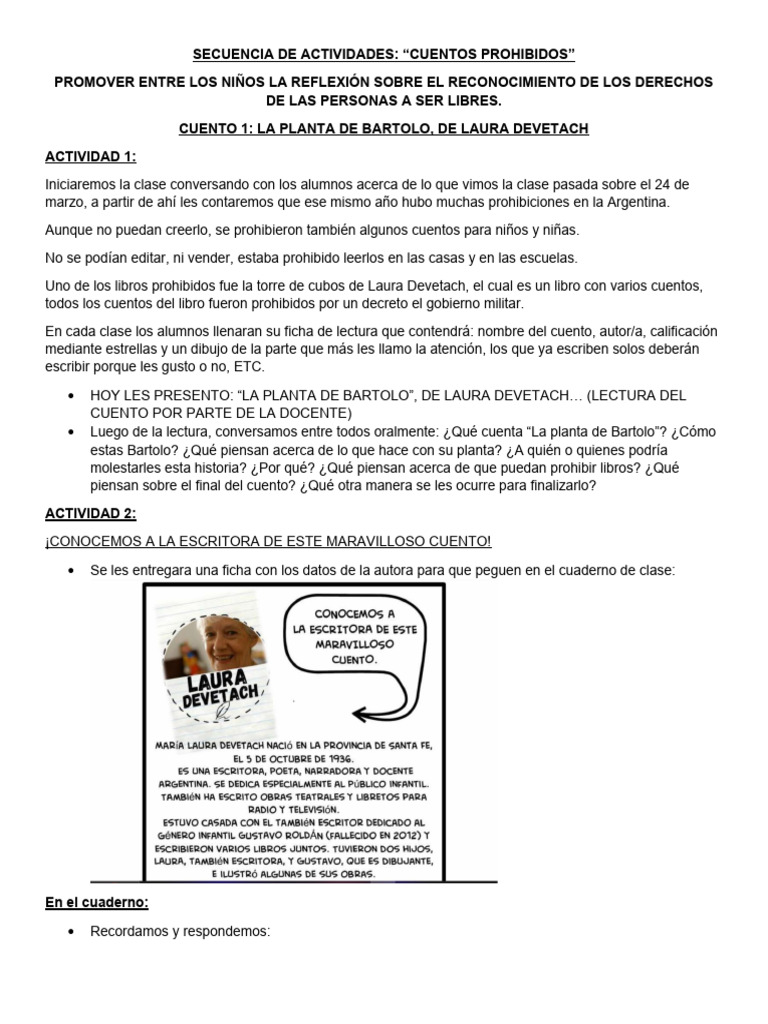 Actividades sobre Cuentos Prohibidos | PDF | Ficción general