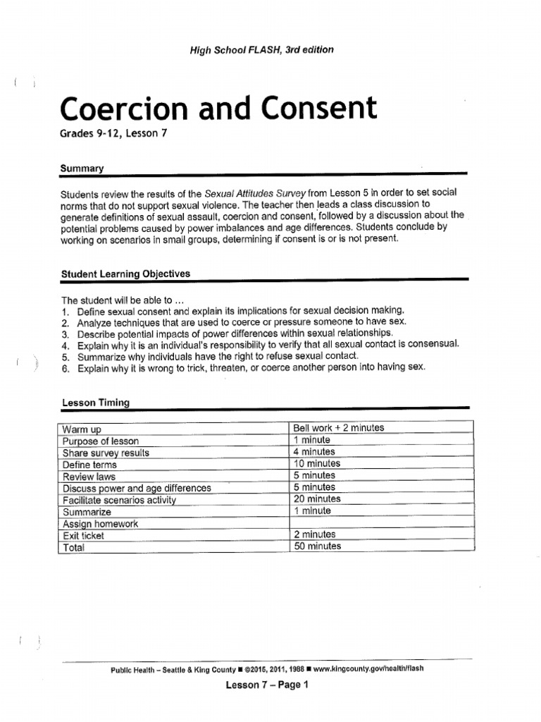 Lesson 7 Coercion and Consent | PDF