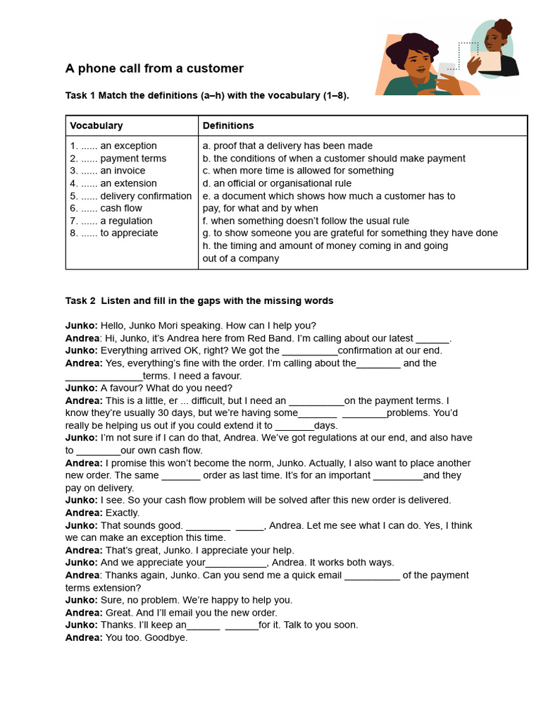A Phone Call From A Customer | PDF