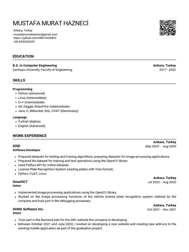 Mustafa Murat Hazneci CV | PDF | Computer Programming | Python (Programming Language)