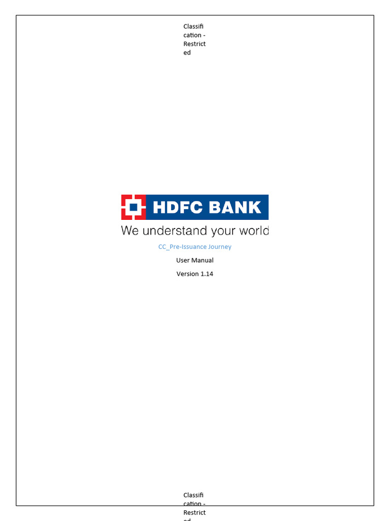 HDFCBank UserManual CC Pre-Issuance Journey v1.14 | PDF