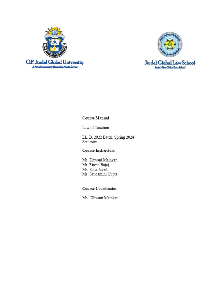 Course Manual Spring 2024 | PDF