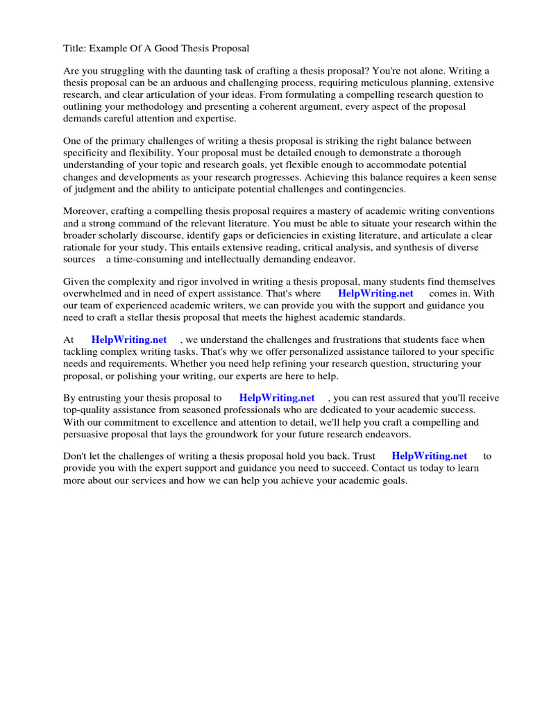 Example of A Good Thesis Proposal | PDF | Thesis | Essays