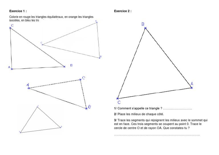 Exercices sur les triangles CM2 | PDF | Méthodes et références pédagogiques