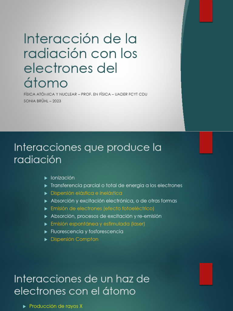 Interacción de Fotones y Electrones-Rad Emitida Por El Átomo 2023 | PDF ...