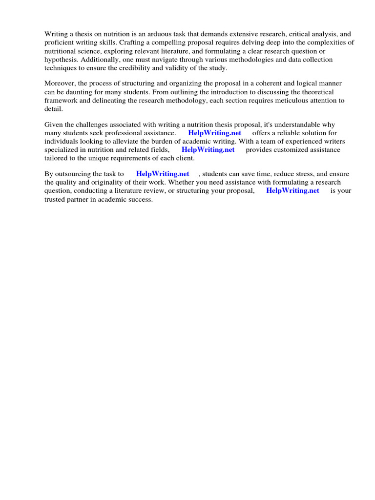 Nutrition Thesis Proposal | PDF | Thesis | Cardiovascular Diseases