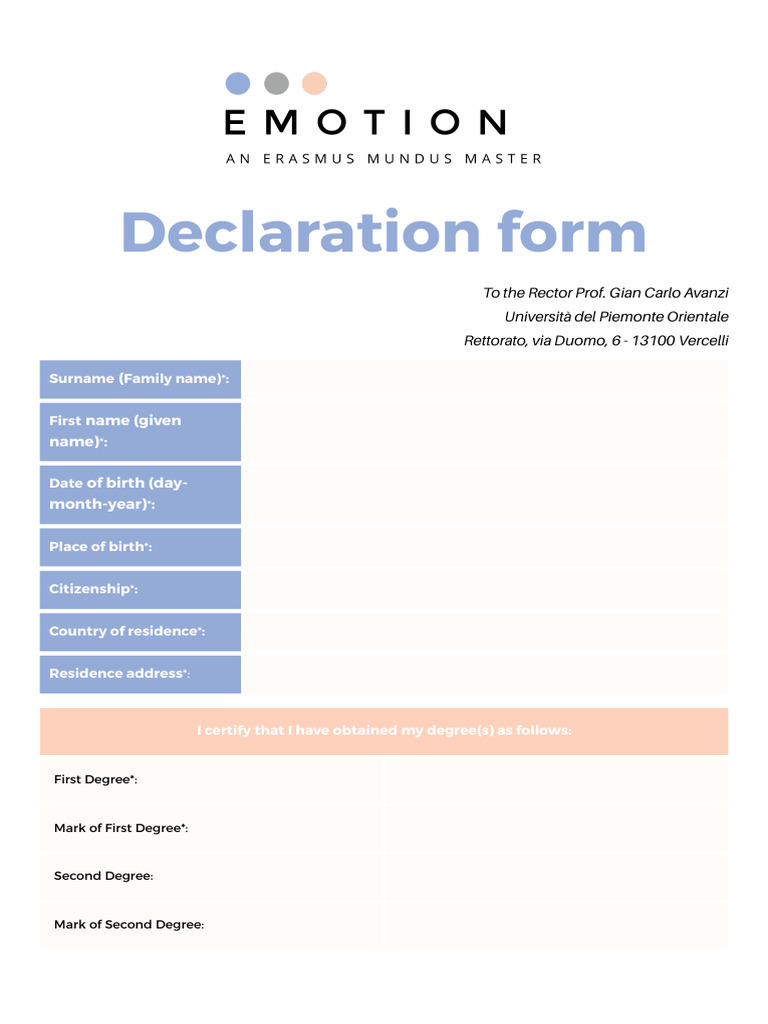 Declaration-Form-2.0-EMOTION-Master | PDF