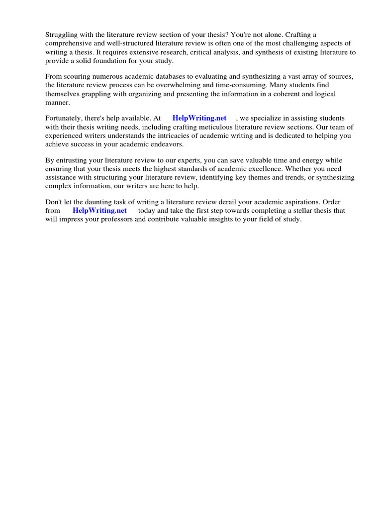 Literature Review Thesis Format | PDF