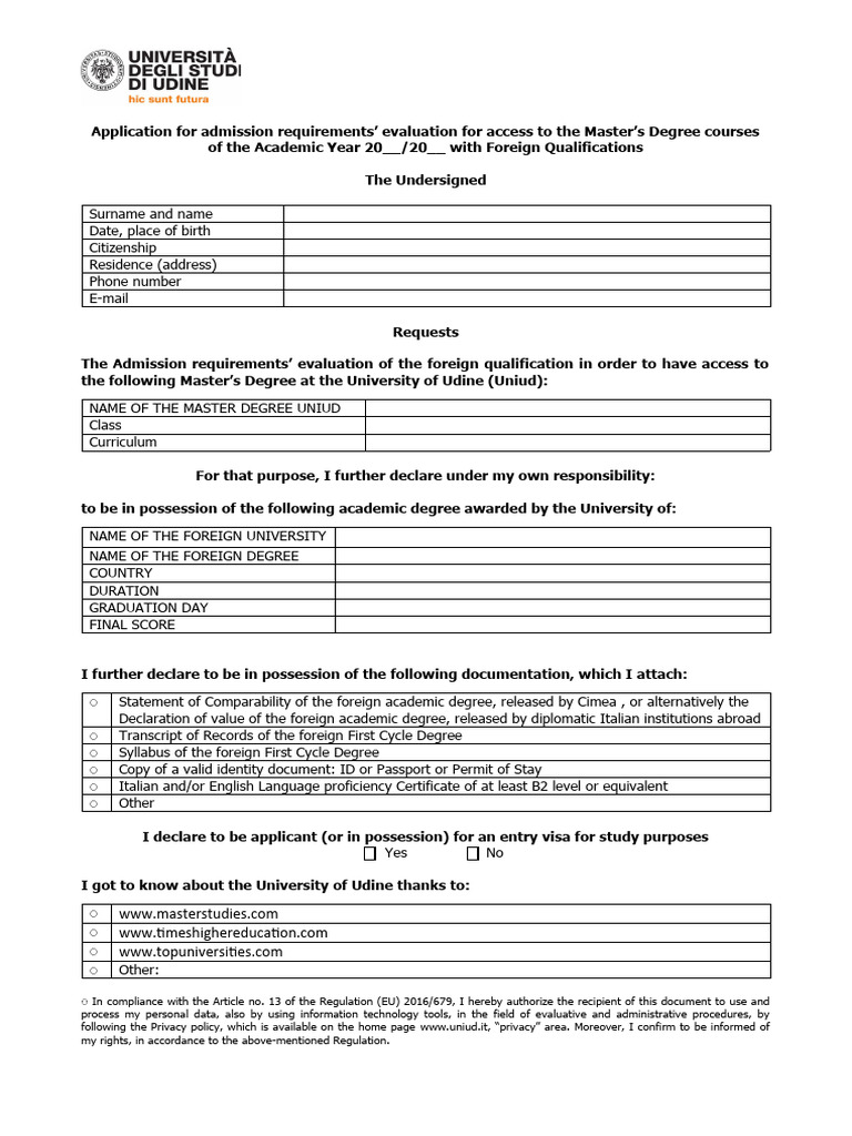 Application Form Eng | PDF