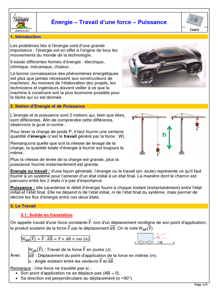 Énergie et Puissance : Concepts et Applications | PDF | Puissance (physique) | Rotation