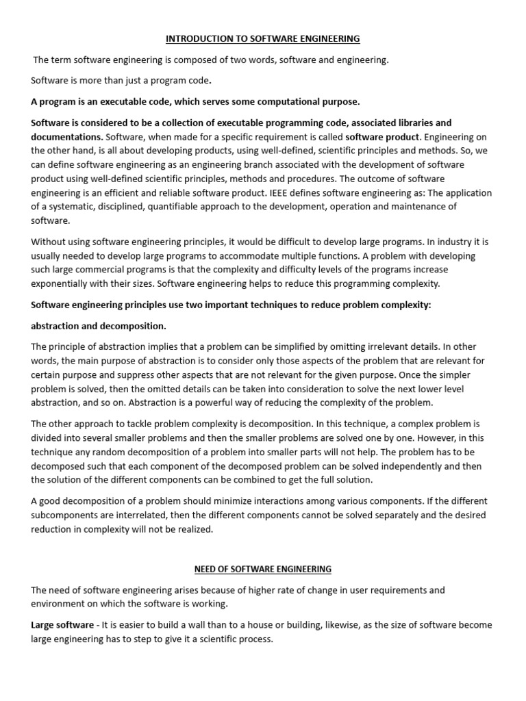 INTRODUCTION TO SOFTWARE ENGINEERING NOTE - docxEDITED.docx2 | PDF ...