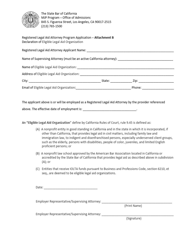 Registered Legal Aid Attorney Application | PDF | Lawyer | State Bar Of ...