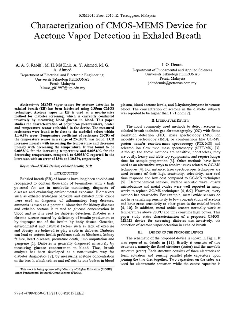 Characterization of CMOS MEMS Device For | PDF