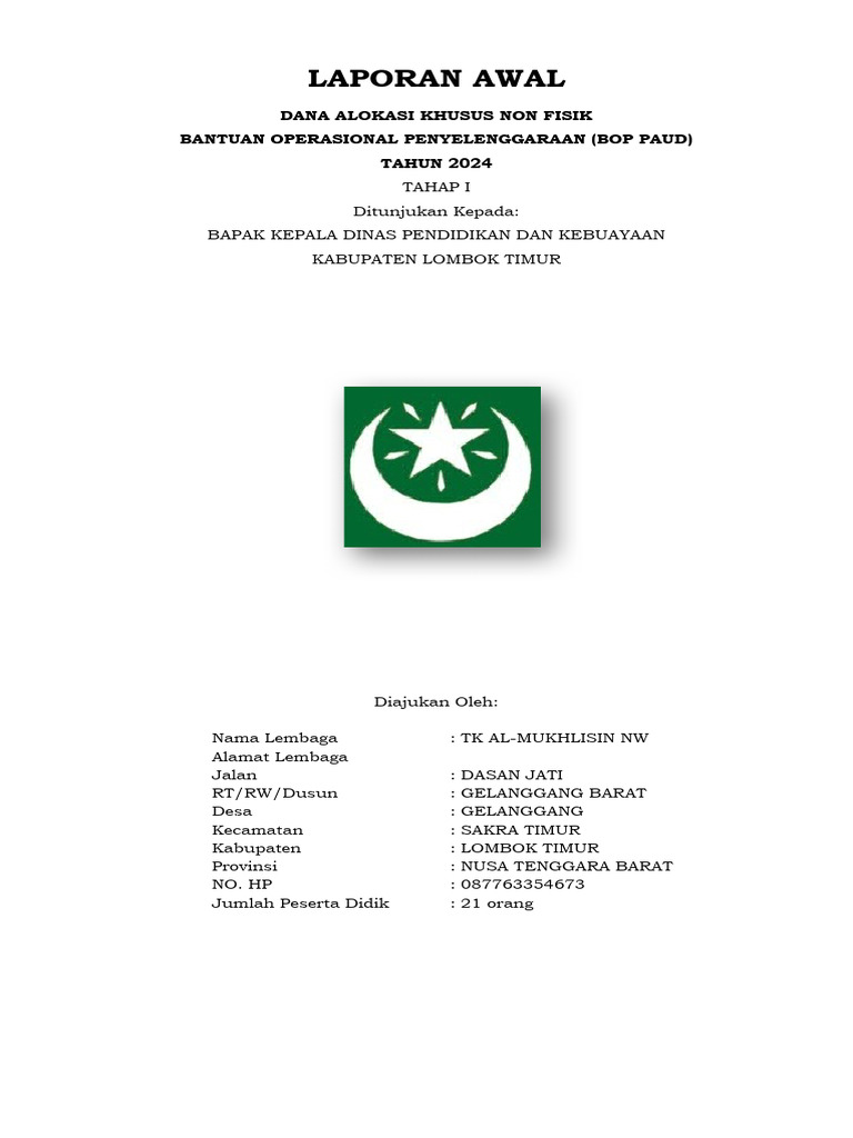 Laporan Awal Bop 2024_i | PDF