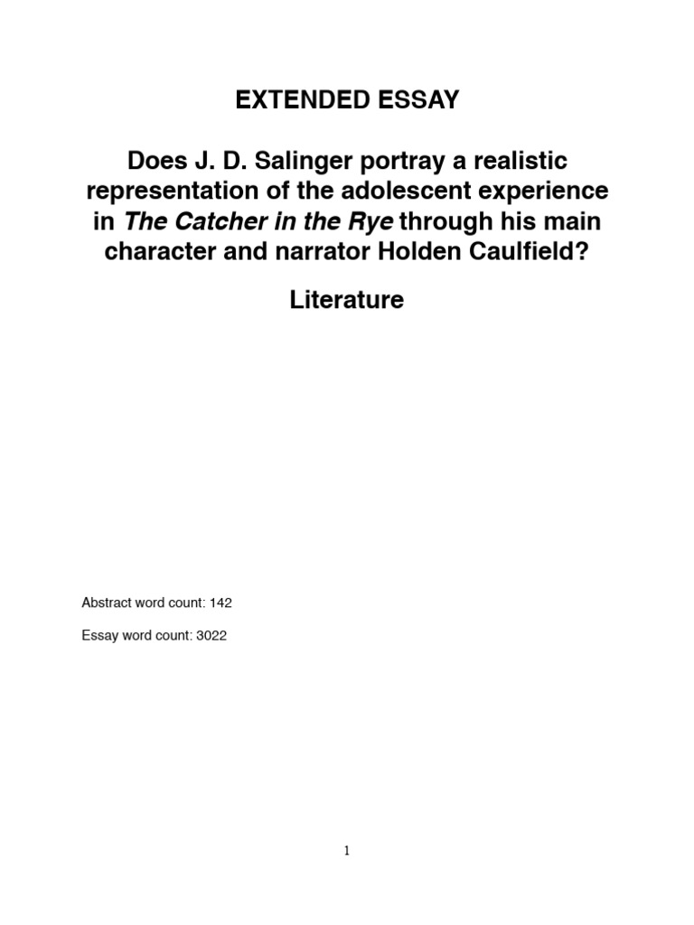 Tossounian Extended Essay | PDF | Adolescence | J. D. Salinger