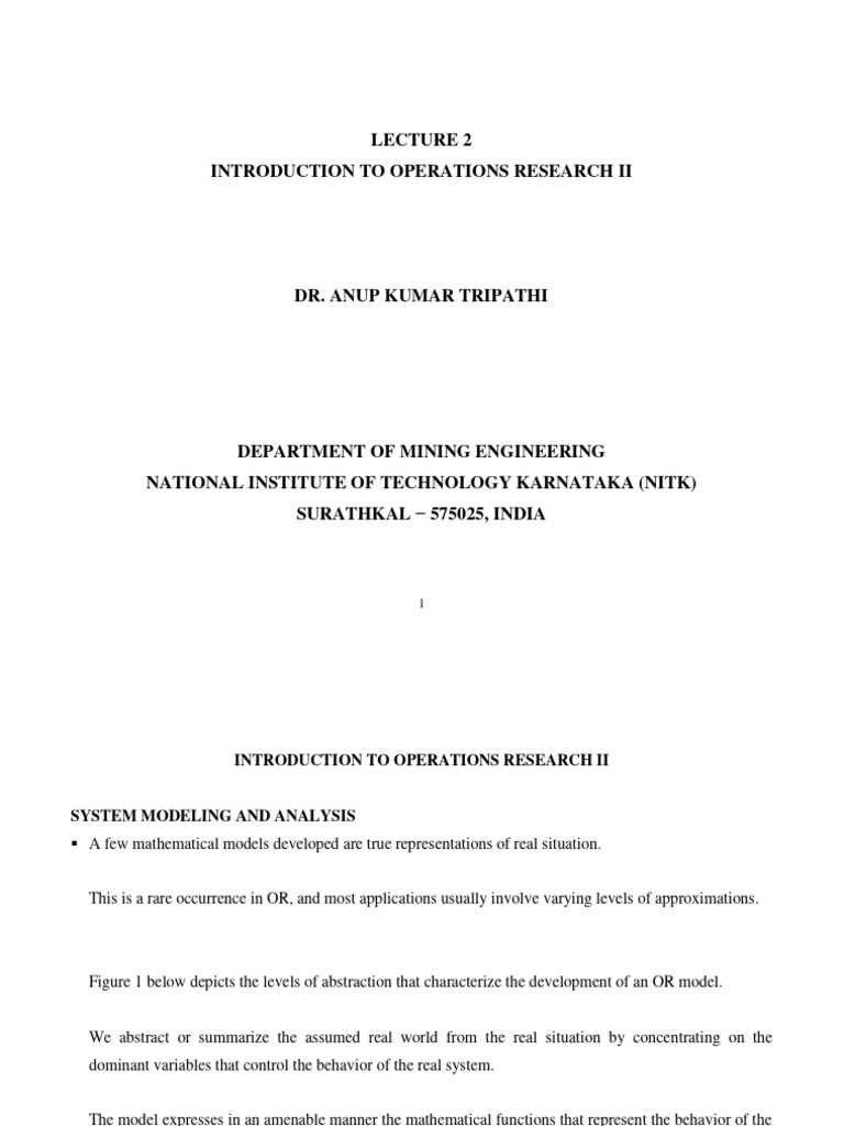 Lecture 2 - Introduction To Operations Research II | PDF | Teaching ...