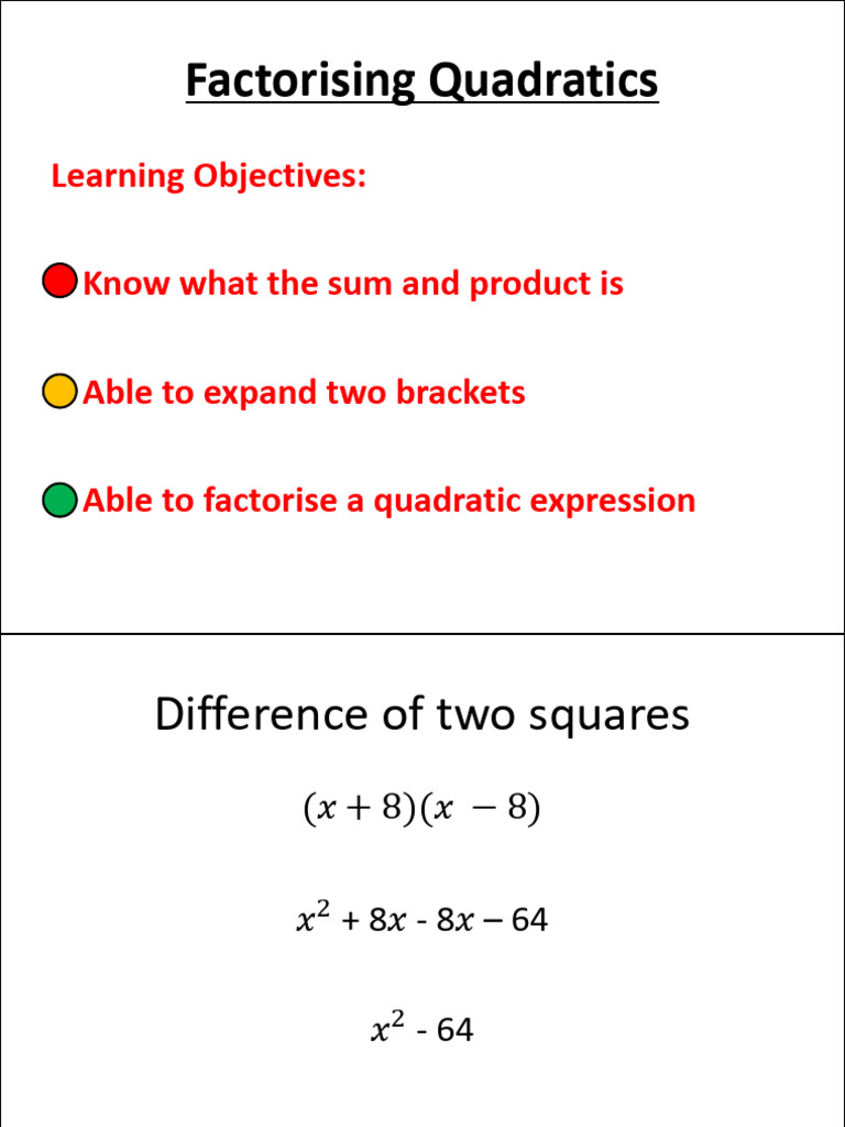 Factorising Quadratics | PDF | Factorization | Mathematics