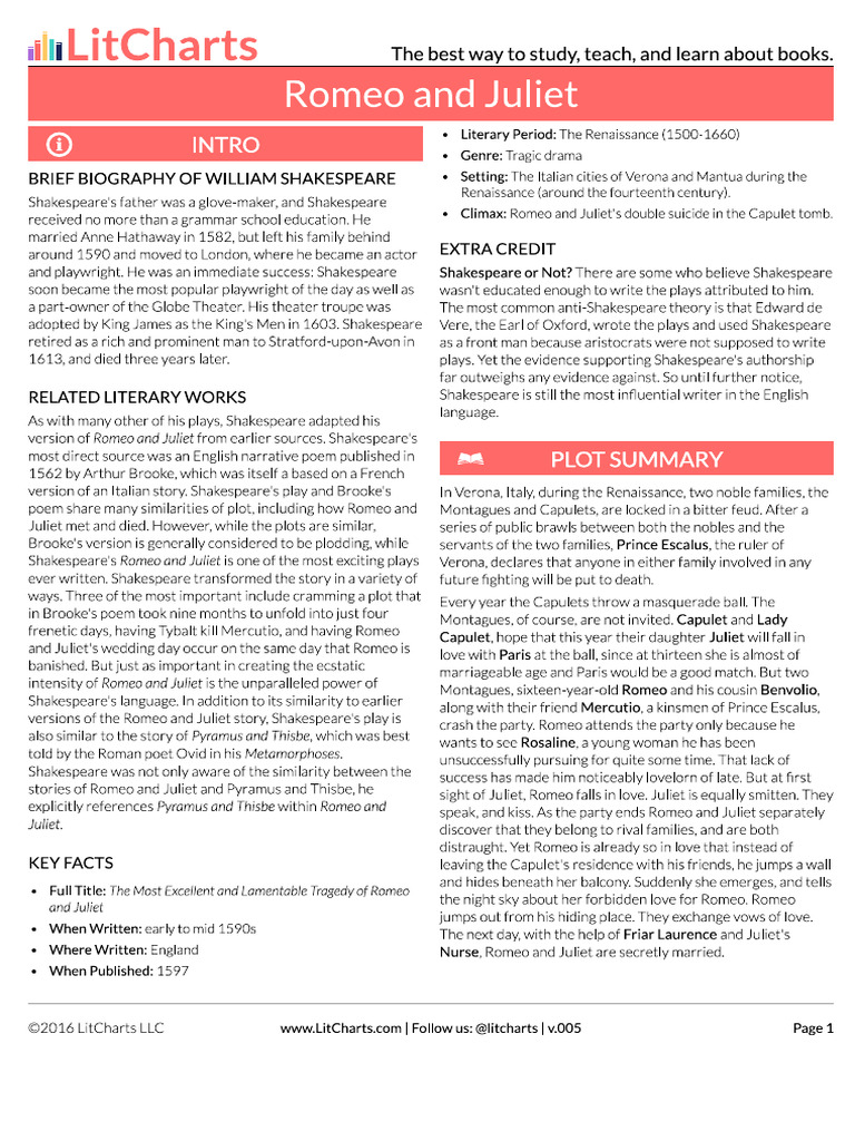 Romeo and Juliet LitChart | PDF | Chess Openings | Chess