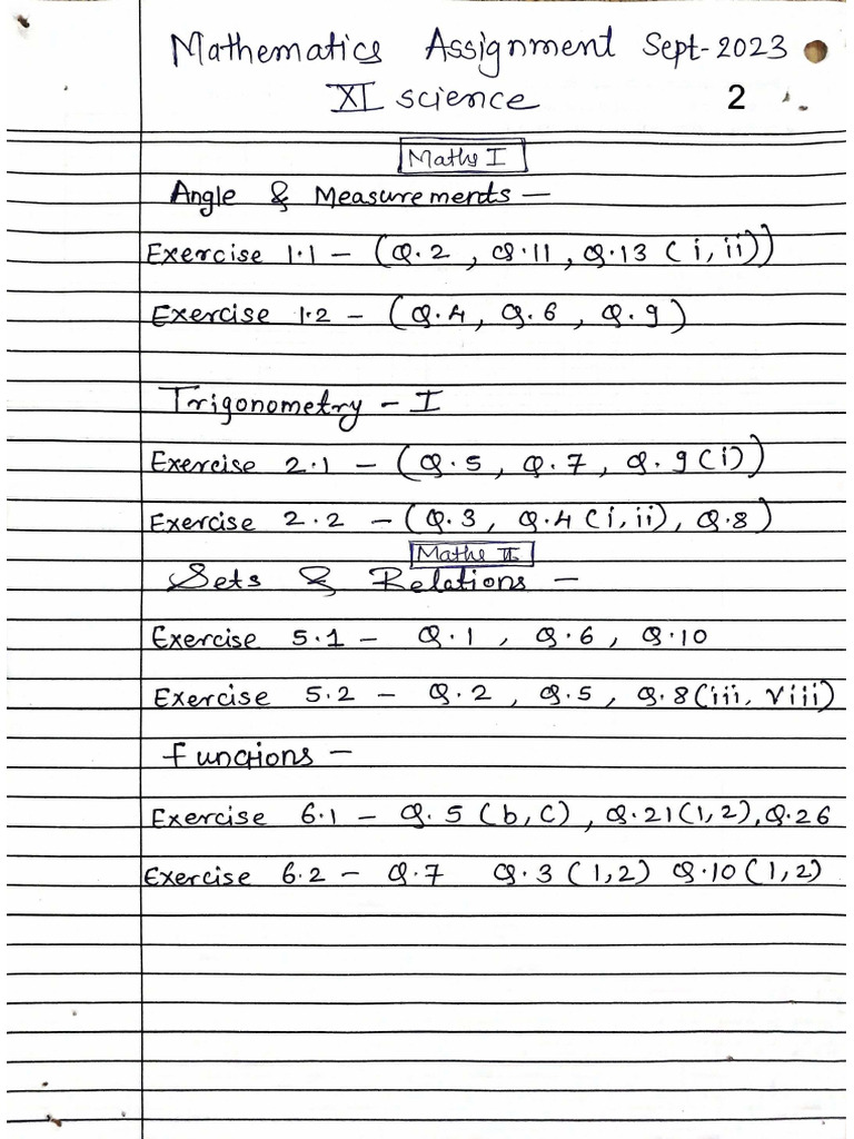 Mathematics Assignment Sci 2023-24 | PDF