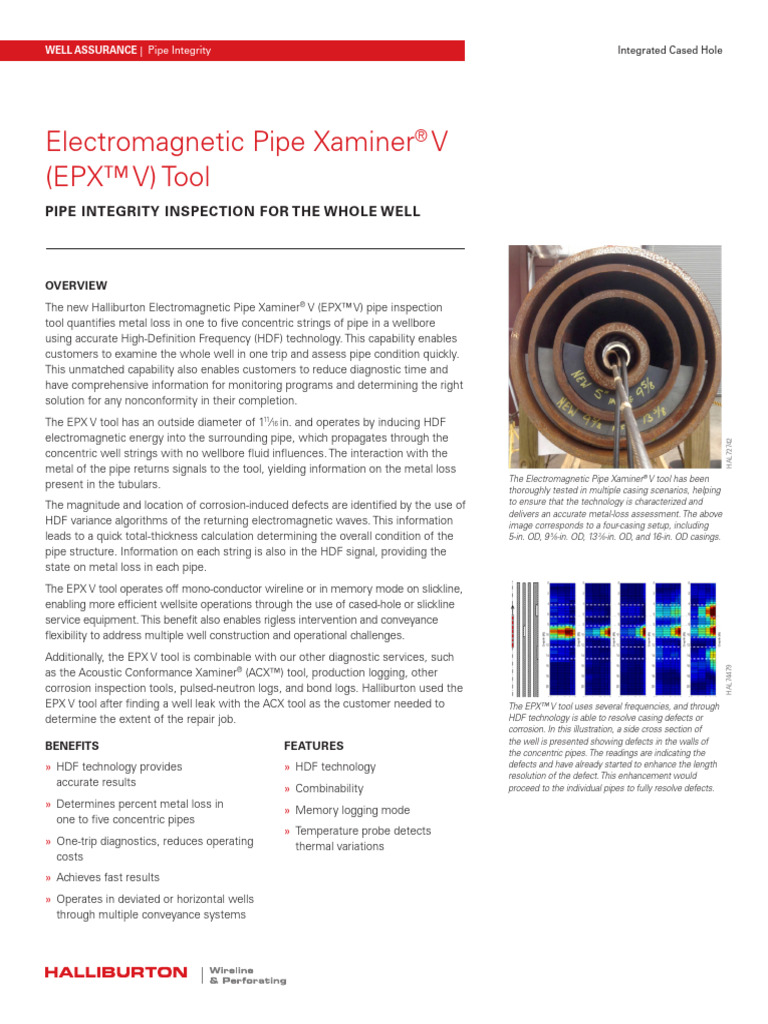 Electromagnetic Pipe Xaminer EPX V Tool | PDF | Pipe (Fluid Conveyance ...