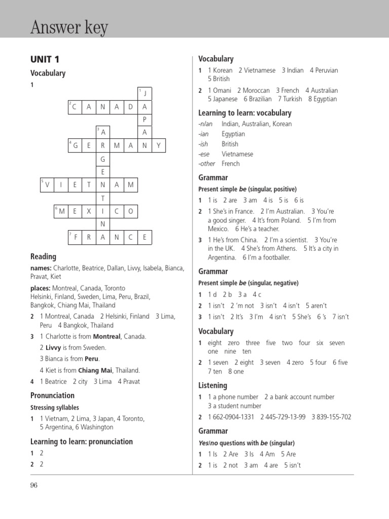 voices_beginner_workbook_key | PDF | Linguistics