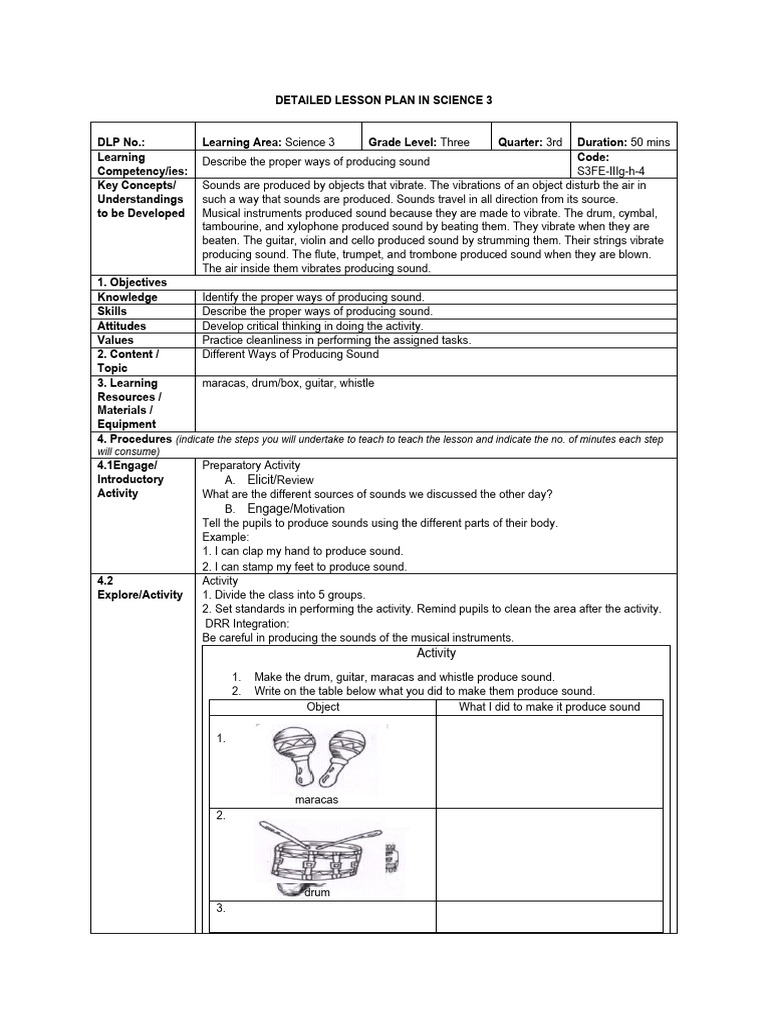 Science 3 Dlp Q4 Week 5 Day 4 Pdf String Instruments Guitars