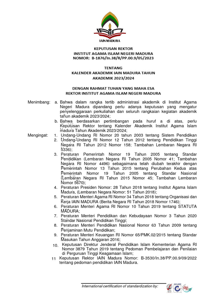 Kalender Akademik Semester Genap TA 2023 - 2024 Edisi Revisi | PDF