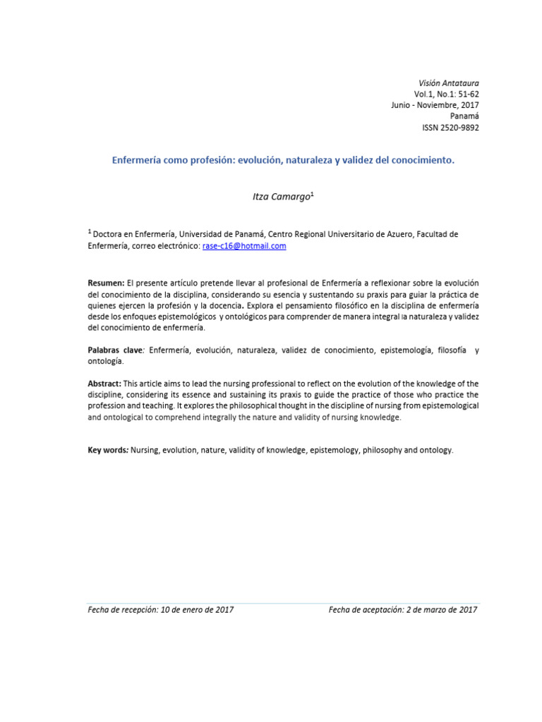Enfermería y Filosofía 2017 Dra Camargo | PDF | Conocimiento | Enfermería