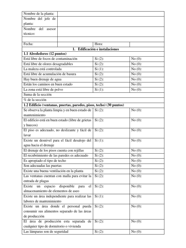 Lista de Verificacion | PDF | Higiene