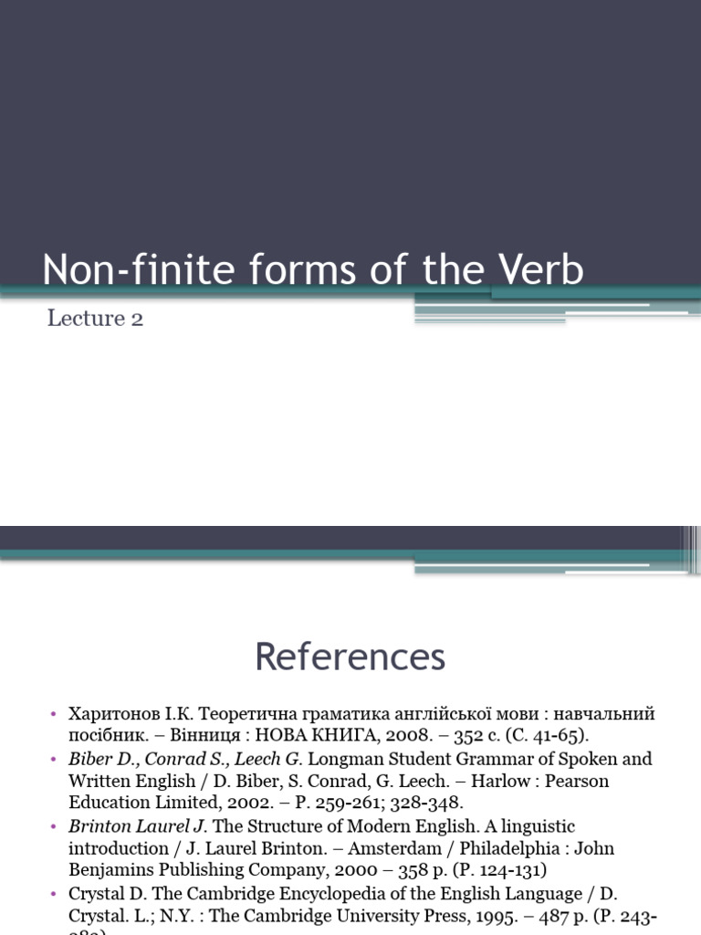 Lecture 6 Non-Finite Forms of The Verb 2023 | PDF | Verb | Adjective