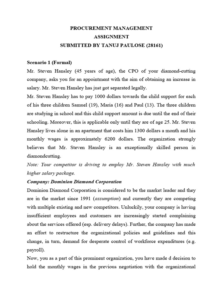 Procurement Assignment - Tanuj Paulose - 28161 | PDF