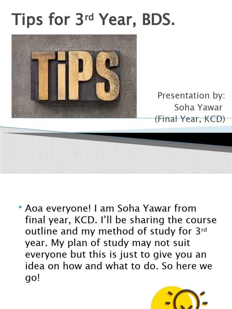 3rd Year Tips, BDS | PDF | Self-Improvement | Lifestyle