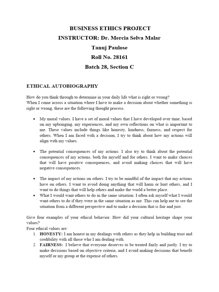 Business Ethics Project | PDF | Psychological Concepts