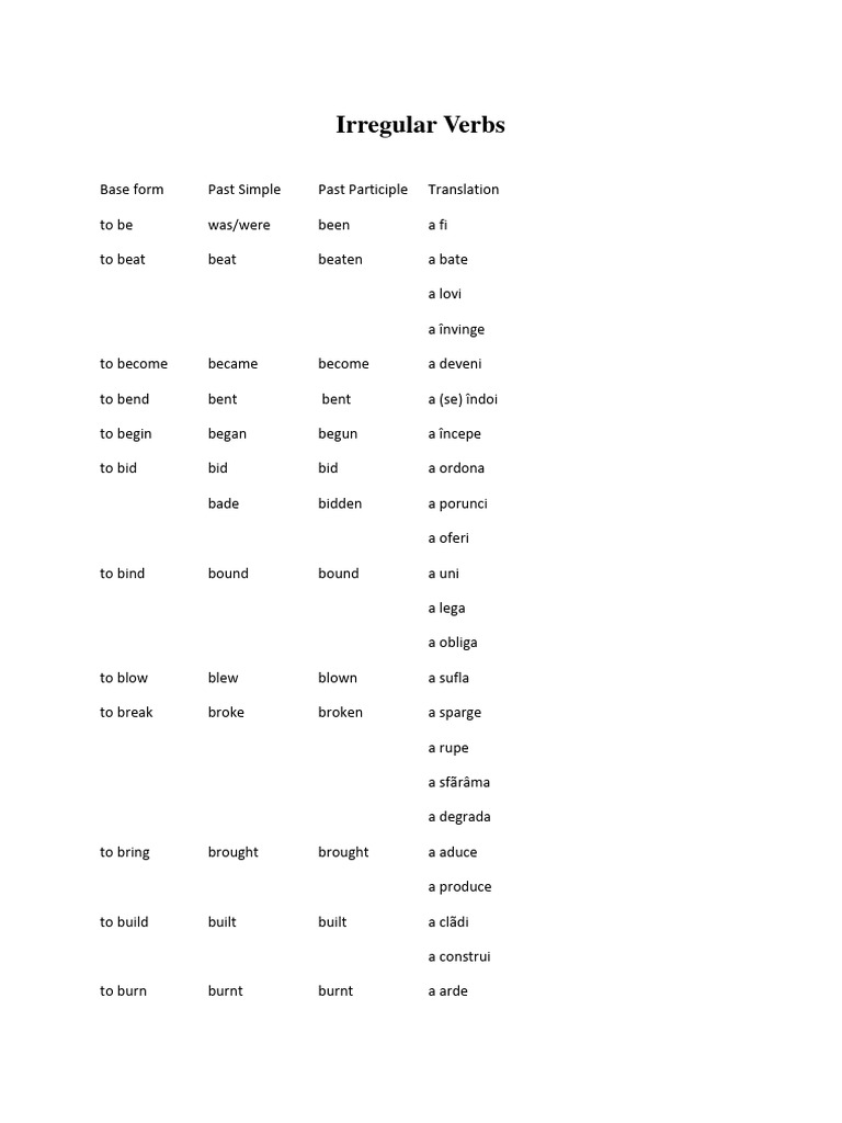 Irregular_Verbs | PDF | Semantic Units | Language Mechanics