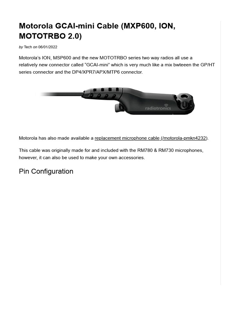 Motorola GCAI-mini Cable (MXP600, ION, MOTOTRBO 2.0) - Radiotronics UK ...