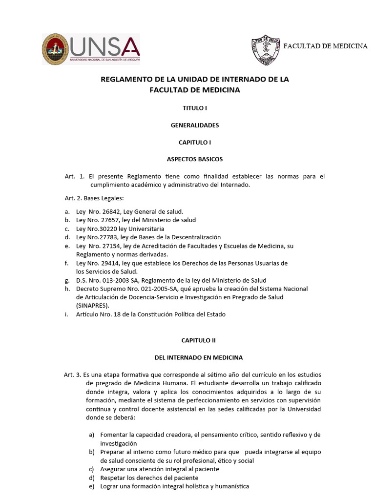 Reglamento Internado Final | PDF