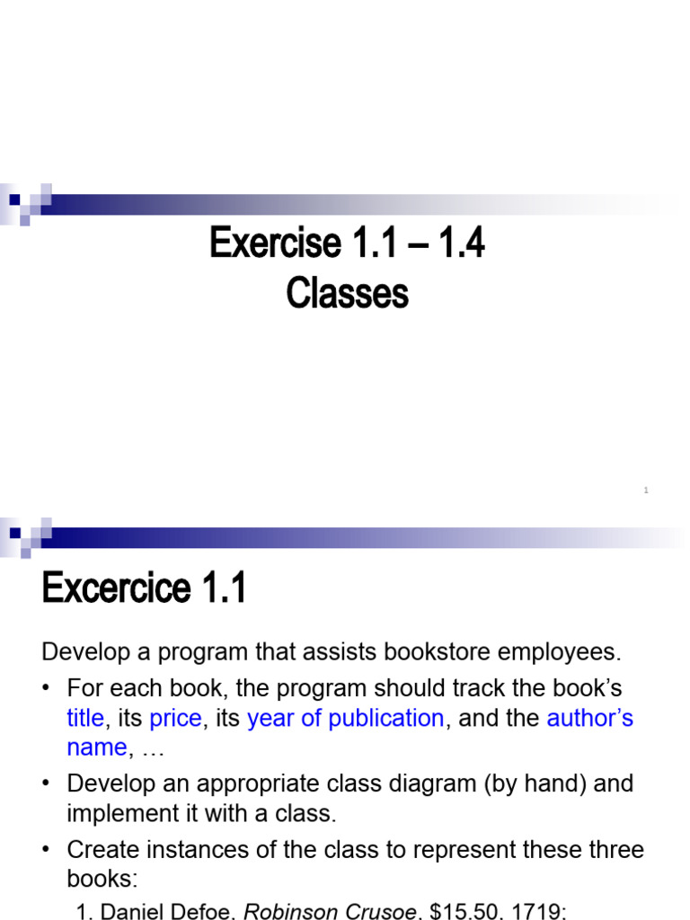 Java Class Design Exercises for Beginners | PDF | Teaching Methods & Materials | Technology ...