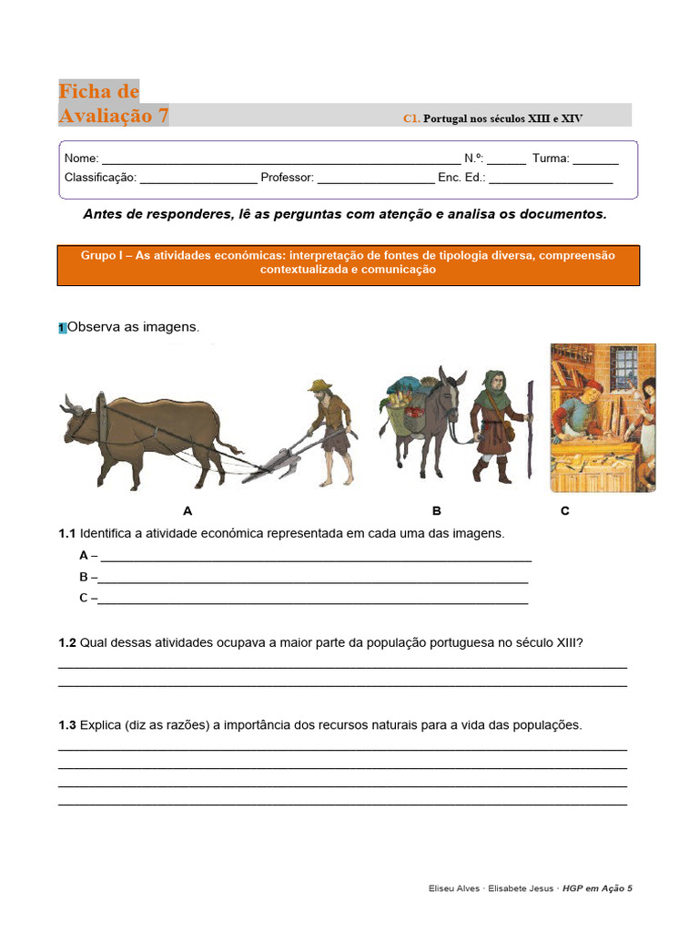Hgpa5 Ficha Avaliacao c1 Dominios | PDF | Portugal | Clero Hgpa5 Ficha Avaliacao c1 Dominios | PDF | Portugal | Clero
