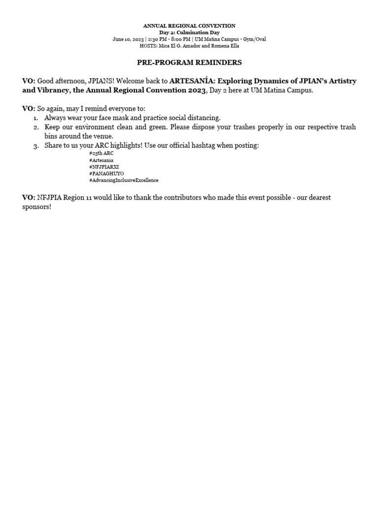 (3 SETS) Culmination Script | PDF